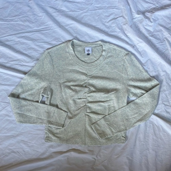 CAbi | Tops | Nwot Cabi Light Gray Long Sleeve Tee Cropped With Ruching ...